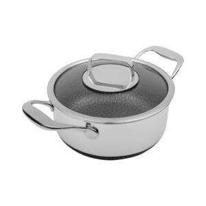 livwell diamondclad 3 quarts nonstick hybrid saucepan with lid - kitchen gift - nonstick stainless steel saucepan - hybrid cookware set - heavy stainless steel pot - dishwasher safe - pfoa-free