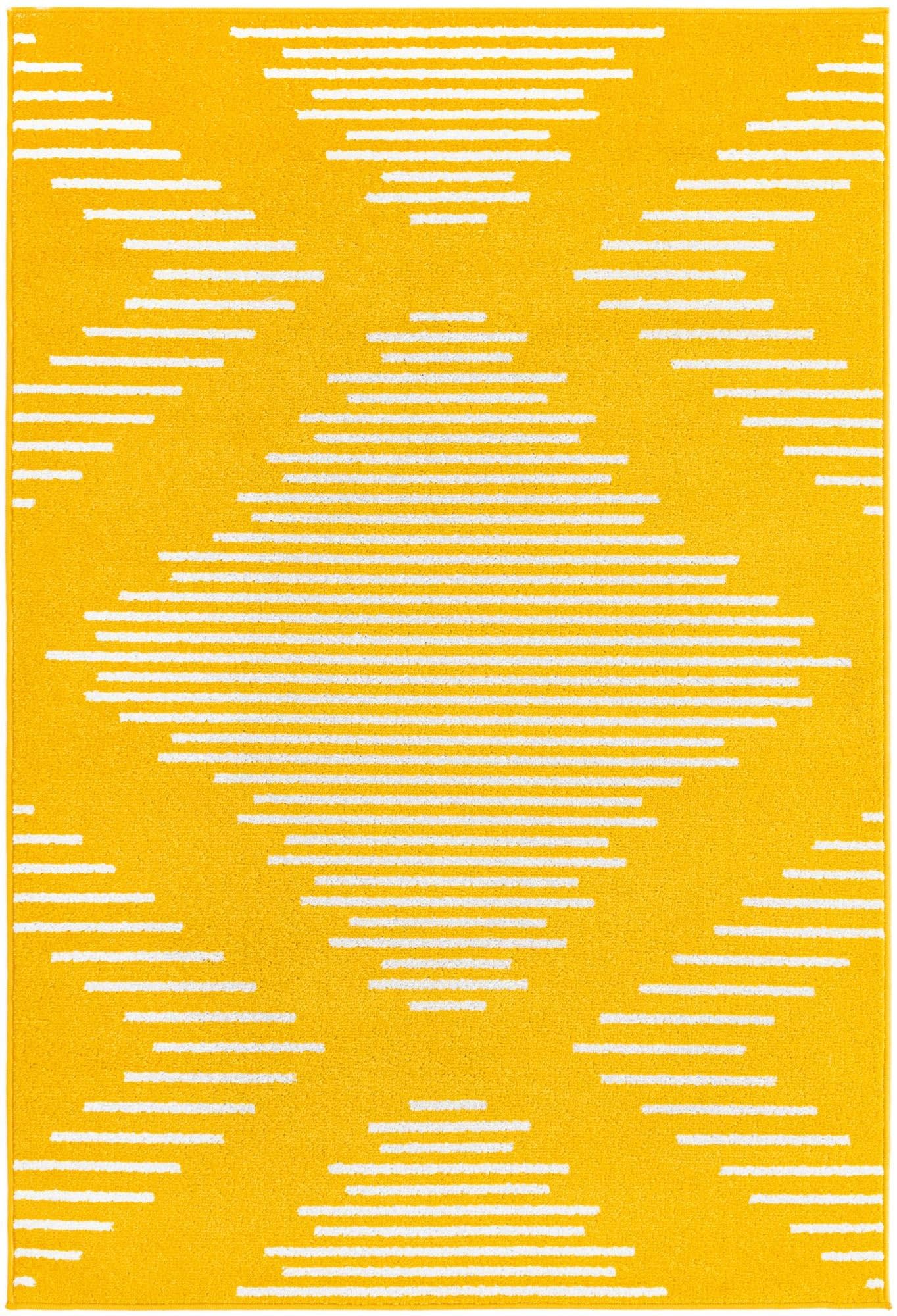 Unique Loom Kai Collection Area Rug - Warrior (4' x 6' Rectangle Yellow/Ivory)