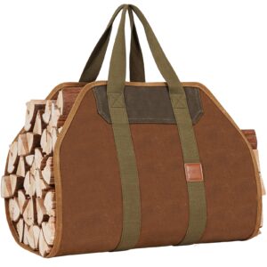 1more firewood carrier - wood carrier for firewood,log carrier for firewood tote bag, 40"x19" canvas firewood carrier, water resistant log tote wood carrying bag with handles,fireplace tools.rust