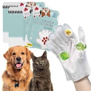 mohco 20 pcs pet cleaning glove bathing wipes for dogs and cats,no rinse cats gloves wipes,pet wipes for paws, butt, face and fur,pet bathing gloves wipes for daily care and traveling