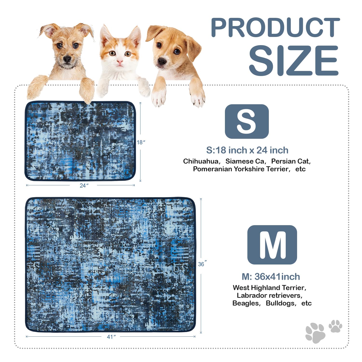 Qeils Washable Pee Pads for Dogs, 4 Pack Reusable Puppy Pads 36"x24" Super Absorbent Leakproof Dog Training Pads, Non-Slip Potty Pads for Crate, Floor, Couch, Whelping Pads Litter Mat Puppy Supplies