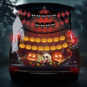 ohome halloween decorations - 40 pack halloween banner - trunk or treat decorations for indoor outdoor - halloween garland for door wall - hanging halloween decor birthday party favors supplies