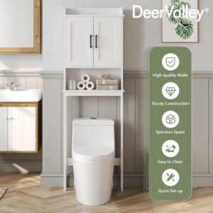 Deer Valley White Over The Toilet Storage Cabinet, Bathroom Storage Cabinet Organizer, Bathroom Shelf Over Toilet, DV-1BS0202