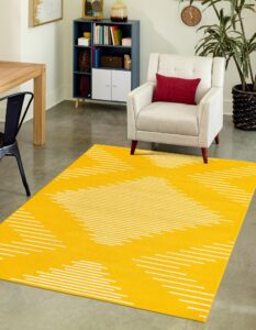 unique loom kai collection area rug - warrior (4' x 6' rectangle yellow/ivory)