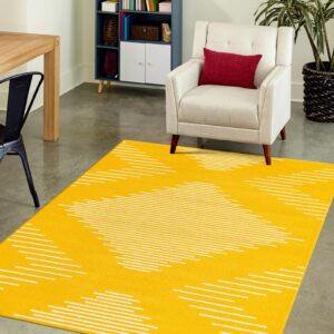 Unique Loom Kai Collection Area Rug - Warrior (4' x 6' Rectangle Yellow/Ivory)