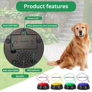 MAGICURA-Premium Pack of Voice Recording Button,Dog Buttons for Communication Pet Training Buzzer,30 Second Record&Playback,Voice Recording Clicker for Cat, Puppy,Funny Gift for Study Office Home 4Pcs