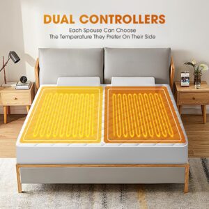 Valthie Heated Mattress Pad King Size,Dual Control Electric Mattress Pad,Bed Warmer with 10 Heat Settings & 1-12 Hours Auto Shut Off,Fit Up to 8-21" Deep Pocket, Machine Washable(78"x80",White)