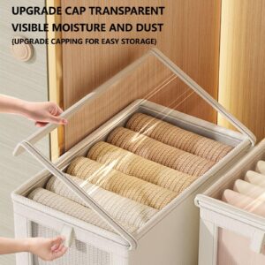 Oxford Cloth Window Visible Clothing Storage Box With Lid Large Fabric Storage Box for Home Storage (Beige)