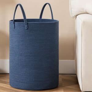 laundry basket, 72l woven laundry hamper, baby nursery hamper for toys, blanket basket for living room, clothes hamper for bedroom&baby room, blue