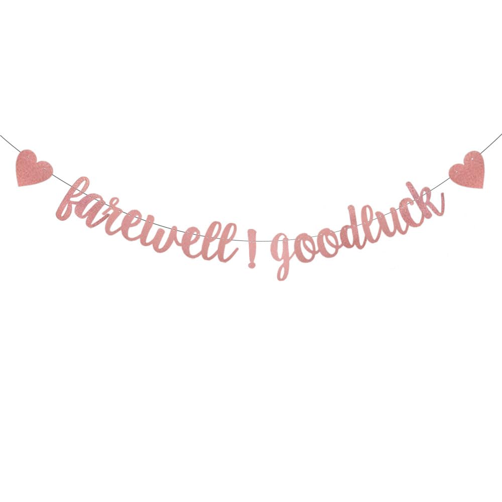 YAAXINB WEIANDBO Farewell ! goodLuck Rose gold glitter card paper banner, Pre-Strung Suitable for party decoration such as graduation, job change, moving, going out, and retirement. Rose gold