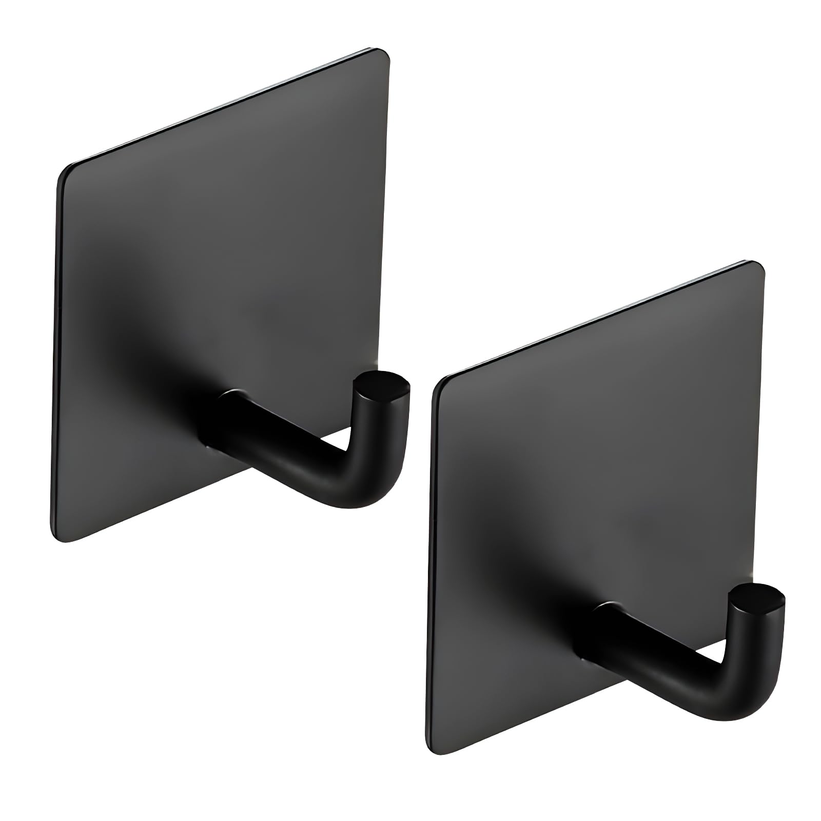 GBPUSD Adhesive Towel Hooks 2 Pack Stainless Steel Robe Coat Hooks for Hanging Versatile Wall Hooks for Bathroom, Kitchen, Office, School Black Shower Hook Hanger