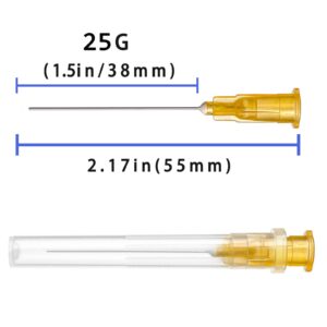 100Pack 25Ga 1.5 inch Needles Luer Lock Lab Dispensing Accessories for Measuring,Refilling Inks