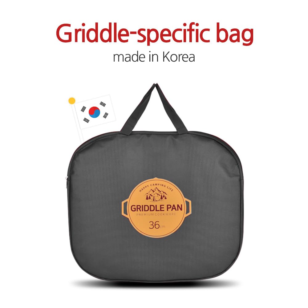 sisem korean IH griddle grill pan bbq with bag, nonstick coating, All stove(Gas, Electric & Induction),griddle(16in)