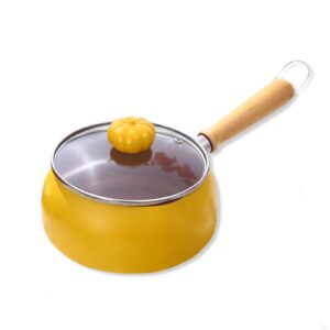 sauce pan with lid,1.4 quarts nonstick small milk pot with cute pumpkin-shaped cover beads, healthy stone coating cookware small soup pot suitable for all stove,pfos & pfoa free (yellow)