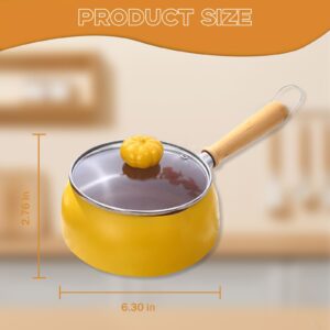 Sauce Pan with Lid,1.4 Quarts Nonstick Small Milk Pot with Cute Pumpkin-Shaped Cover Beads, Healthy Stone Coating Cookware Small Soup Pot Suitable for All Stove,PFOS & PFOA Free (Yellow)