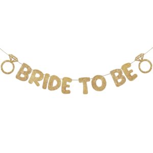 breling pre strung bride to be glitter banner bridal shower decorations bride to be sign bachelorette party banner bridal shower garland for engagement wedding bride party decorations(champagne gold)