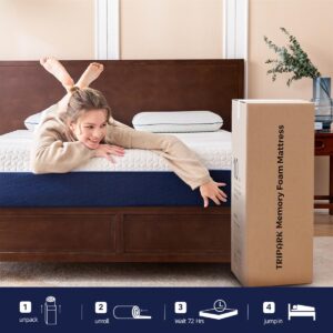 Tripie 6 Inch Twin Mattress for Kids/Adults, Gel Memory Foam Mattress for Pressure Relieving & Cooler Sleep, Mattress in a Box for Single Bed, Fiberglass Free, CertiPUR-US