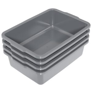 udotry 32 l commercial bus box, plastic utility bus tubs, 4-pack, gray