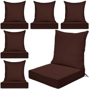 suzile 6 pcs outdoor deep seat chair cushions waterproof patio cushions set, 20 x 20 inch seat cushions for patio furniture replacement removable seat and back cushion (dark brown)