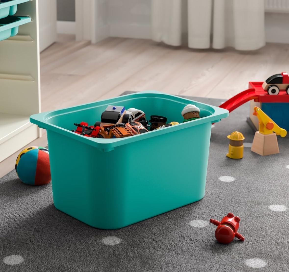 Generic Set Of 4 TROFAST Children Storage Box Turquoise 16 ½x11 ¾x9 Stackable Plastic Bins Open Storage Boxes Medium (4x), KH.15