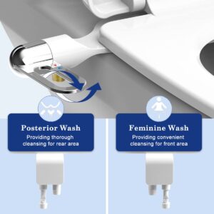 Bidet Toilet Seat Attachment Ultra Slim Bidet With Self Cleaning Dual Nozzle Adjustable Water Non Electric Bidet Fresh Water Spray for Sanitary and Feminine Wash - 2pack