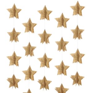 4 pack 3d star garland banner decor, vintage pages recycled book star hanging bunting banner backdrop for new year graduation wedding birthday christmas party decor (star 7cm)