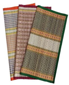 generic indianstore4everyone 18 x 18 inch hand made kusha grass aasan for pooja (multicolour) -pack of 3 (madurkathi river grass sedge/korai)-100% organic, ys/m