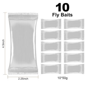 Dwcom 10 Pack Fly Bait Refills, Reusable Fly Bait, 500g Natural Fly Trap Refill Packets Killer, Fly Attractant Bait for Reusable Fly Traps Outdoor, yellow