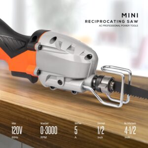 Yunirvana 5.0 Amp Variable-Speed Corded Reciprocating Saw - 3000spm for Versatile Cutting, 1/2" Stroke Length, Up to 4-1/2" Cutting Capacity for Wood and Metal