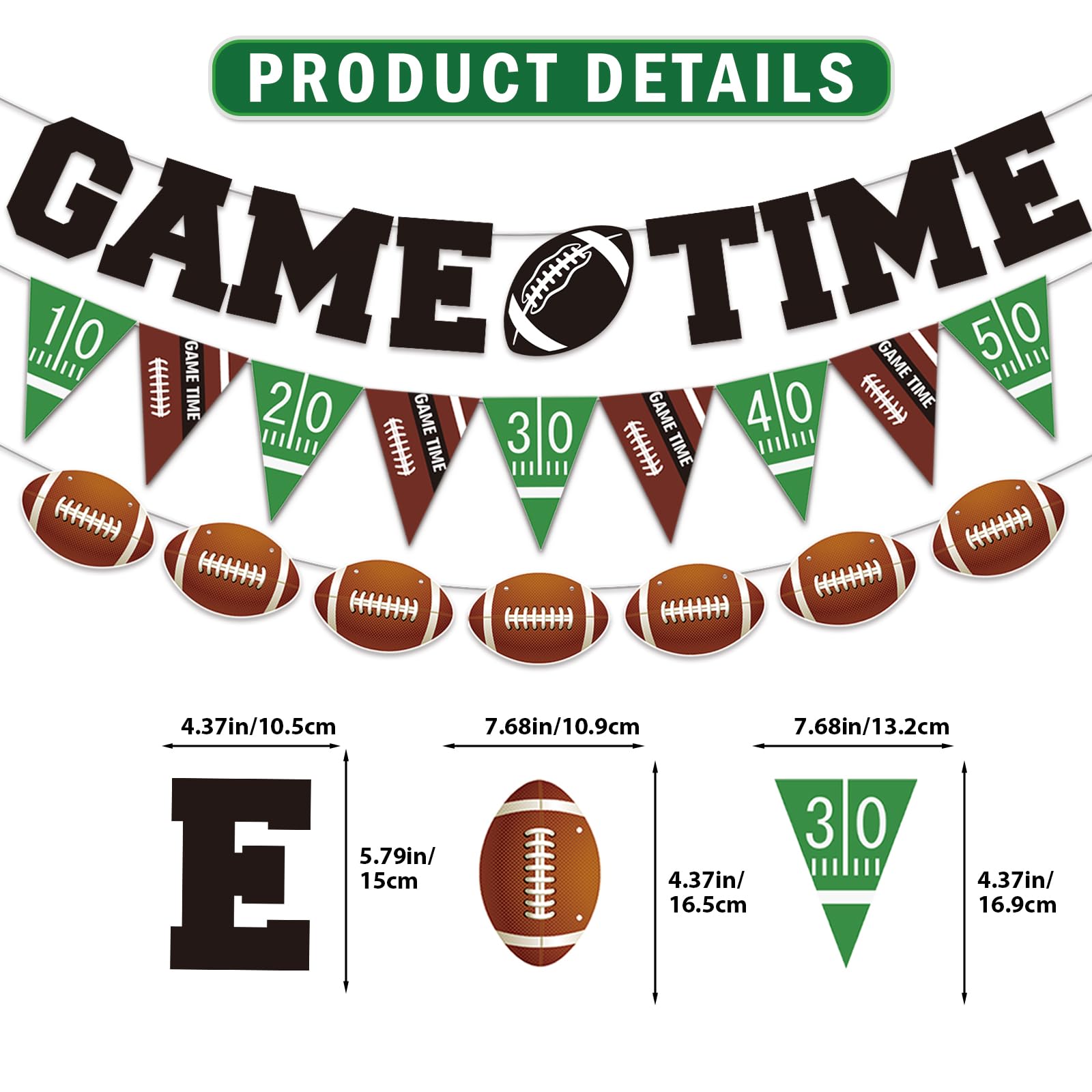 Football Party Decorations 2024 Football Game Time Touch Down Banner Football Banner with Football Party Hanging Decorations Football Party Supplies