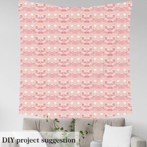 Feelyou Japanese Wave Fabric by The Yard 1 Yard Ocean Wave Decorative Waterproof Outdoor Fabric for Sofa Japanese Ukiyoe Theme Home Decor Upholstery Fabric Pink Japanese-Style DIY Reupholstery Fabric