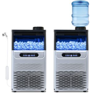 amzgachfktch commercial ice maker, 100lbs/24h ice maker machine, 2 water inlet modes, ice maker with 20lbs storage, auto self-cleaning, under counter/freestanding ice maker for home/office/shop/bar