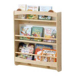 kidi house wall bookshelf wooden kids bookshelf 3-tier floating nursery book shelves for kids room birch hanging toddler bookshelf montessori bookshelf for baby room playroom living room (wide)