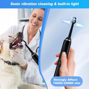 Magentak Dog Teeth Cleaning Kit, Sonic Electric Toothbrush for Pets, Teeth Plaque Remover Brush Set, Rechargeable Sonic Toothbrush for Teeth Care with 3 Modes and 11 Replaceable Brush Heads