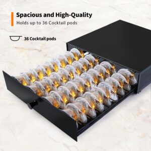 Dfynest Cocktail Capsule Storage Drawer Organizer - Compatible with Bartesian Cocktail Maker - BEV Black Decker Cocktail Maker - Holds Up to 36 Capsules - Home Bar Accessories for Cocktail Maker