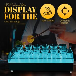 Shot Glasses Set of 12 with Light Up LED Acrylic Base Tray - Modern Unique Cool Shot Glasses - Glass Tequila Shot Glasses - Fancy Shot Glasses Set Perfect for Parties, Birthdays, & Celebrations