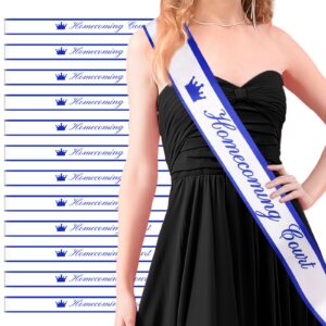 lasnten 12 pcs homecoming court sashes satin sashes for pageants prom court sashes for homecoming party favors school dance graduation party decoration accessory (white, blue, blue)