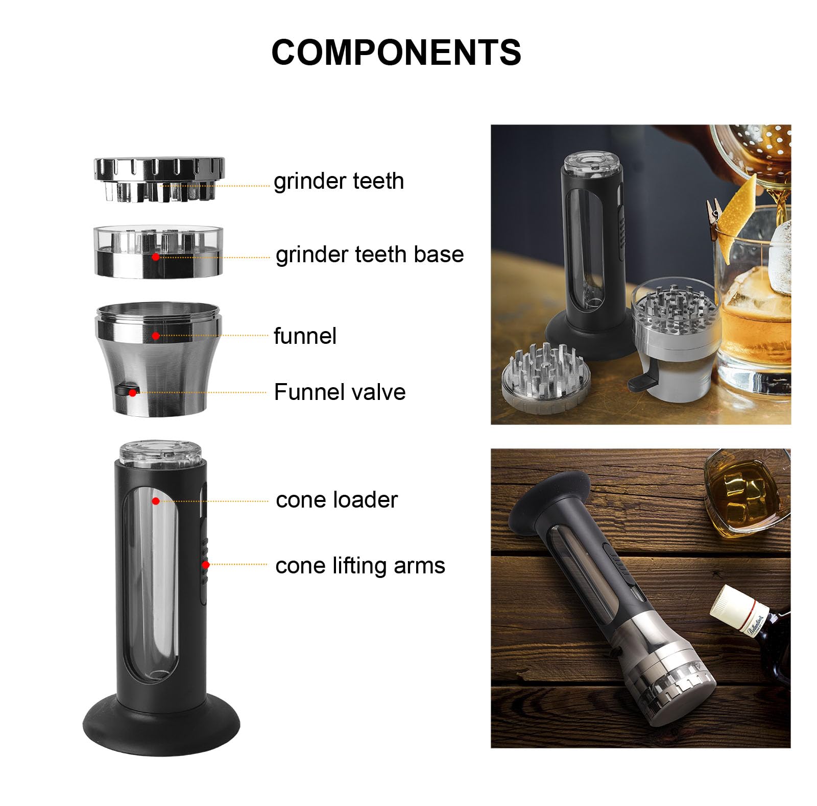 Free Boy 2-In-1 Herb Grinder Cone Loader Grinder Roller,Portable Grinder and Cone Filler,All-In-One Rolling Machine for King Size