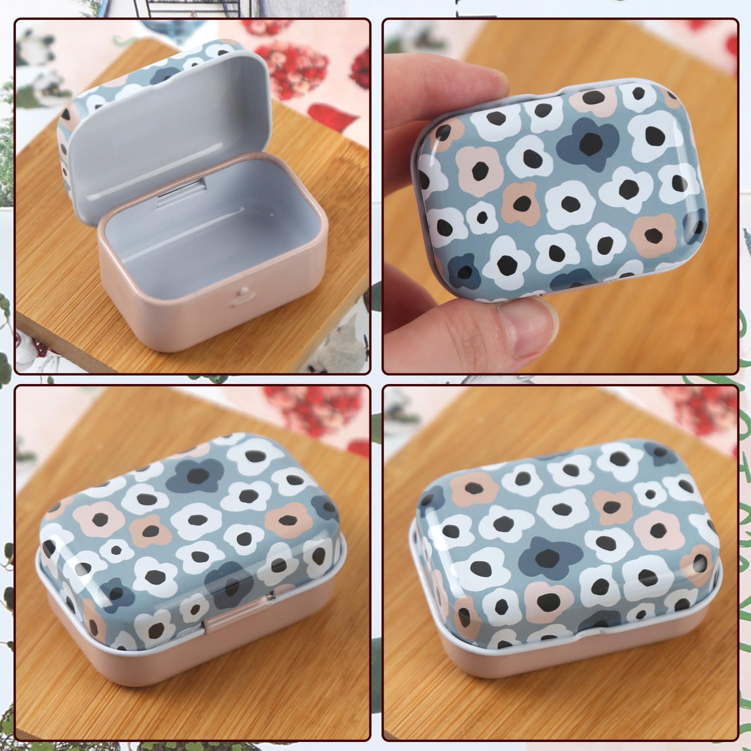 ASUNFO 16 Pcs Trinket Box Mini Tin Coin Box Containers Storage with Lid Floral Decorative Boxes