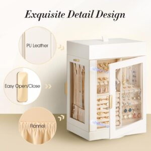 TidyStash 360° Rotating Jewelry Organizer - Large, Elegant Jewelry Boxes for Women Necklace, Ring & Earring Storage, Vertical Jewelry Organizers and Storage