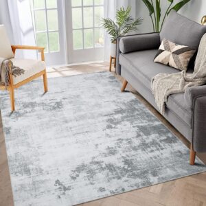 GarveeHome 8x10 Area Rug Modern Abstract Machine Washable Area Rug for Living Room Contemporary Throw Carpet Non-Slip Stain Resistant Accent Rug Floor Cover for Home Decor, Grey