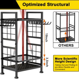 3 Tier Garden Tool Organizer, Garage Storage and Organization, Metal Yard Tools Storage up to 78 Tools, Heavy Duty Garden Tool Organizer for Garage, Yard, Patio, Shed, Indoors and Outdoors, Black