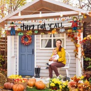 Fall Decorations Happy Fall Yard Banner 118" x 24" Large Fall Harvest Thanksgiving Outdoor Yard Decorations Autmun Scarecrow Yard Banner Sign for Fall Thanksgiving Party Supplies