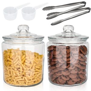 set of 2, 1 gallon glass cookie jar, large glass jars with airtight lids, clear storage container for keep fresh, kitchen food organization canisters for candy, flour, sugar, coffee