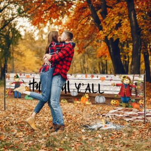 Fall Decorations Happy Fall Yard Banner 118" x 24" Large Fall Harvest Thanksgiving Outdoor Yard Decorations Autmun Scarecrow Yard Banner Sign for Fall Thanksgiving Party Supplies