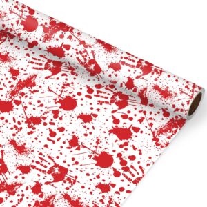 jarthenaamcs halloween wrapping paper -mini roll- 17in x 32.8ft bloody handprint gift wrap paper for trick or treat birthday party wrapping supplies