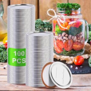 100 pcs canning lids quinglu mason jar lids for ball, kerr jars 100% fit for regular mouth jars food grade silicone sealing ring that ensures an airtight for storing food fruits jams pickles 2.76"