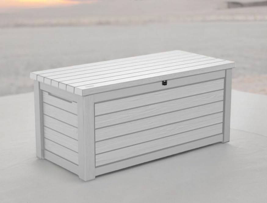 Generic 165 Gallon Outdoor Storage Resin Deck Box- (White), 246838