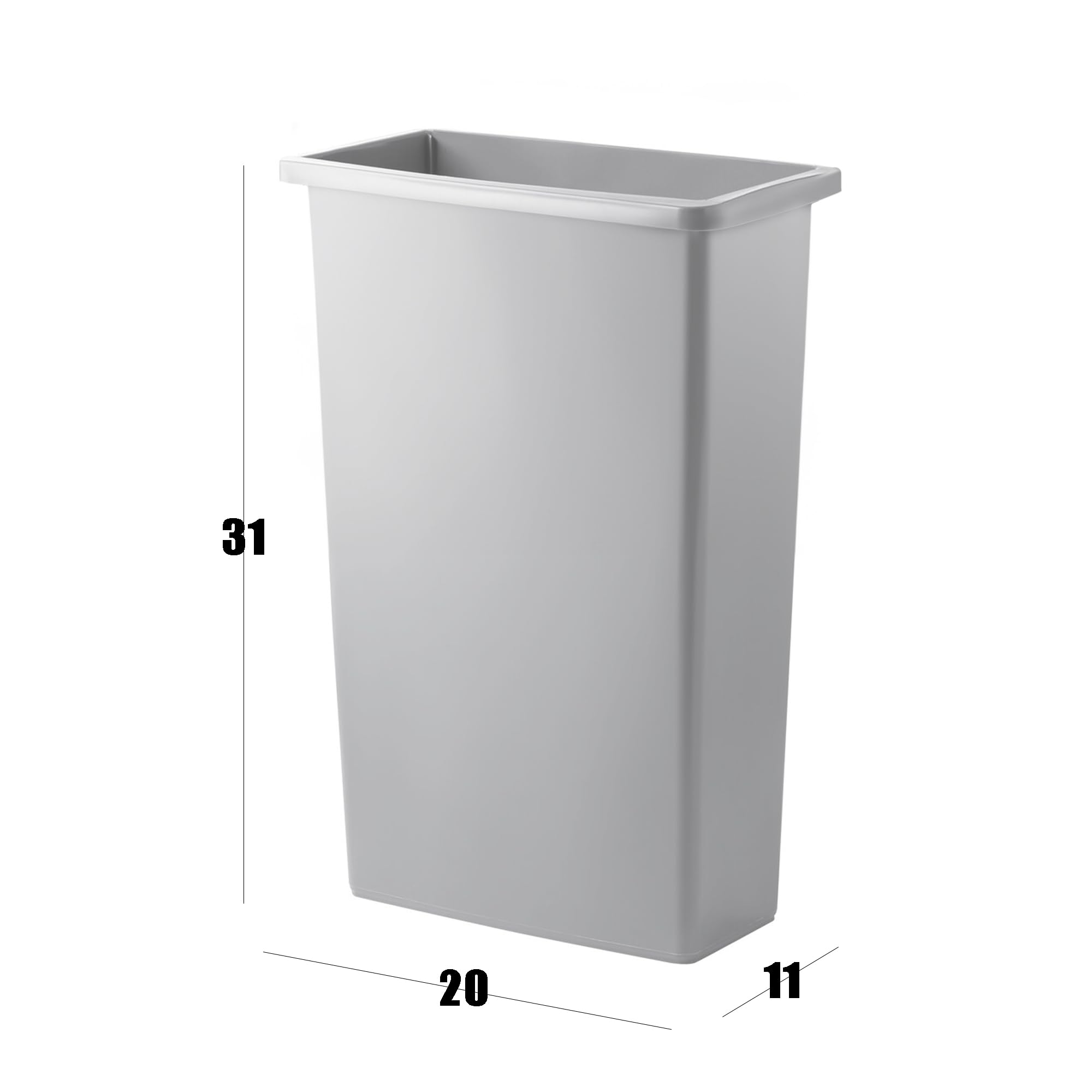 Mix.Home 23 Gallon Black Slim Rectangular Trash Can with lid Restaurant Trash can Commercial Trash can Tall Plastic Trash can Industrial Trash can Square Trash cans with Drop Shot Lid