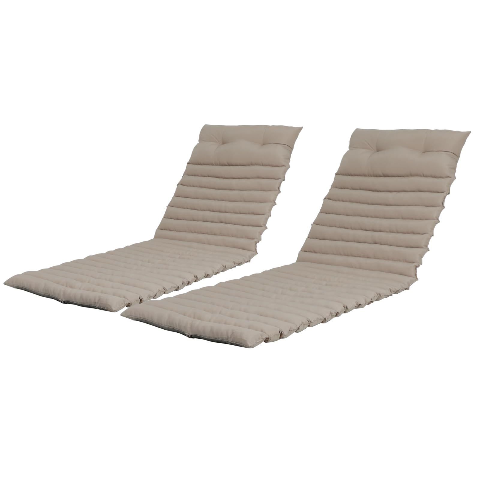 PERFECT GARDEN Chaise Lounge Cushion Outdoor Waterproof Patio Foldable Furniture Lounge Chair Cushions for Garden Patio Pool 76 * 23inch(Khaki, 2-Pcs Set)